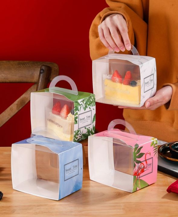 Transparent Slice Cake Box With Handle / Portable Mousse Cake Box 透明手提 ...