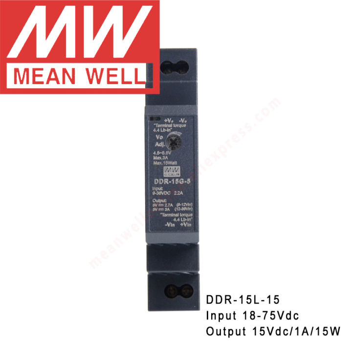 Original Mean Well DDR-15L-15 Din Rail Type DC-DC 15V 1A 15W DC to DC ...