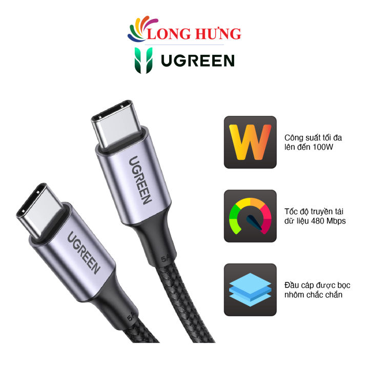 Cáp USB Type-C to USB Type-C Ugreen Cable Aluminum Case with Braided ...