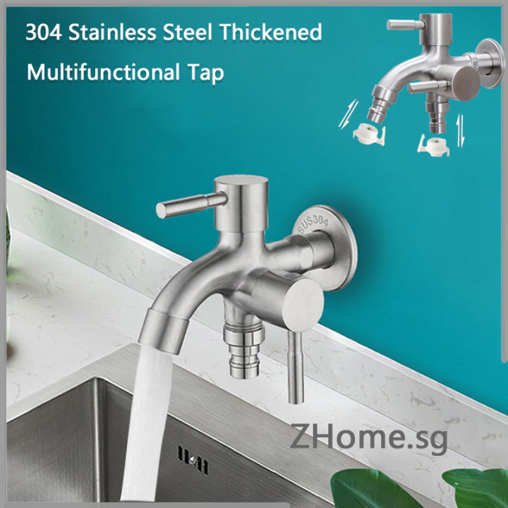 304 Stainless Steel Double Tap Multifunctional Stainless Steel Tap Two ...