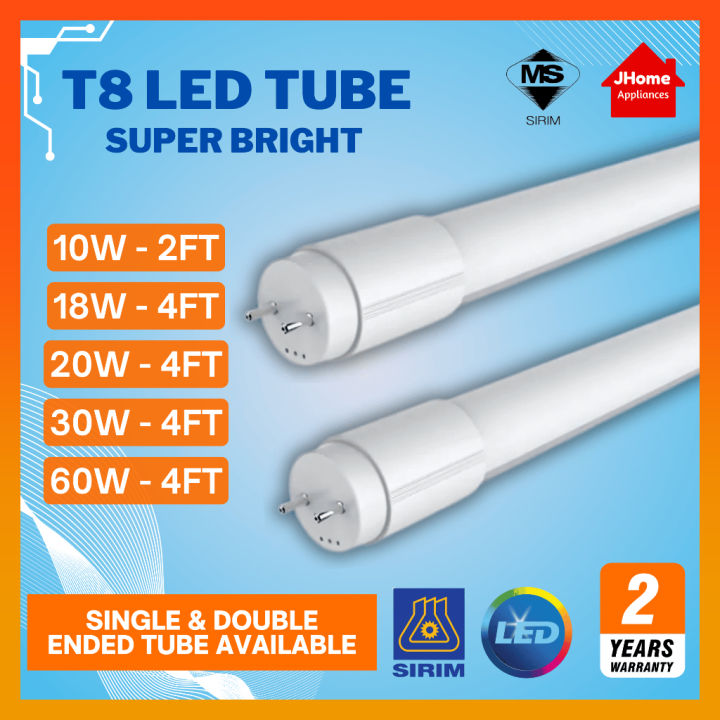(SIRIM) LED T8 TUBE SUPER BRIGHT 10W / 18W / 20W / 30W / 60W - 2FT / 4FT TUBE LAMPU KALIMANTANG ...