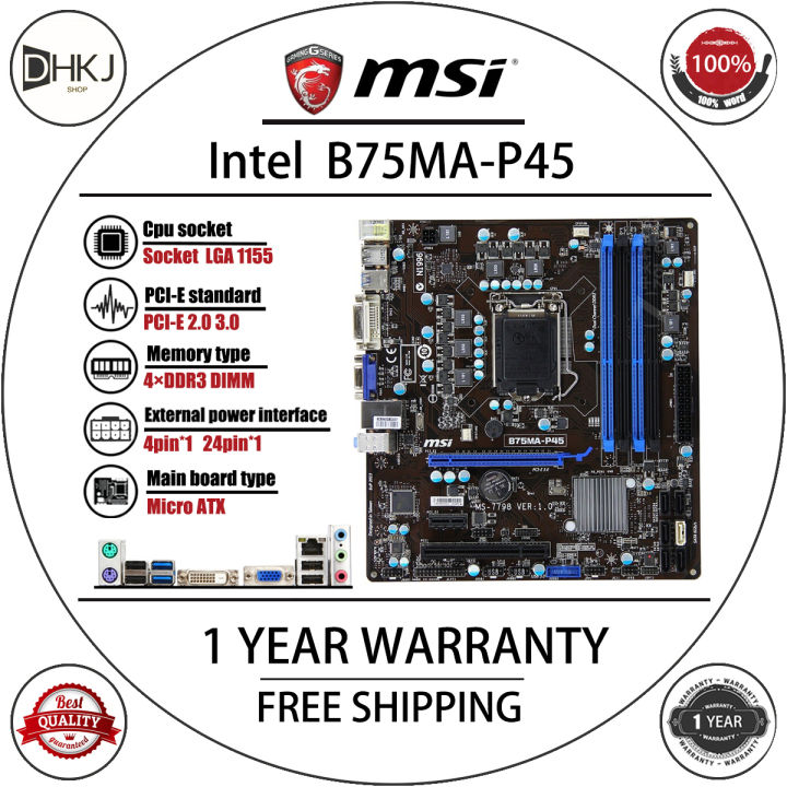 Used MSI B75MA-P45 mATX b75 b75m Gamng Socket 1155 Motherboard | Lazada PH