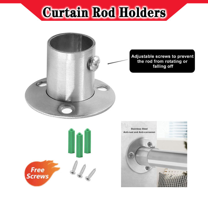 Clothes Rod Holder Stainless Steel Pole Socket Flange Wall Mount Pipe ...