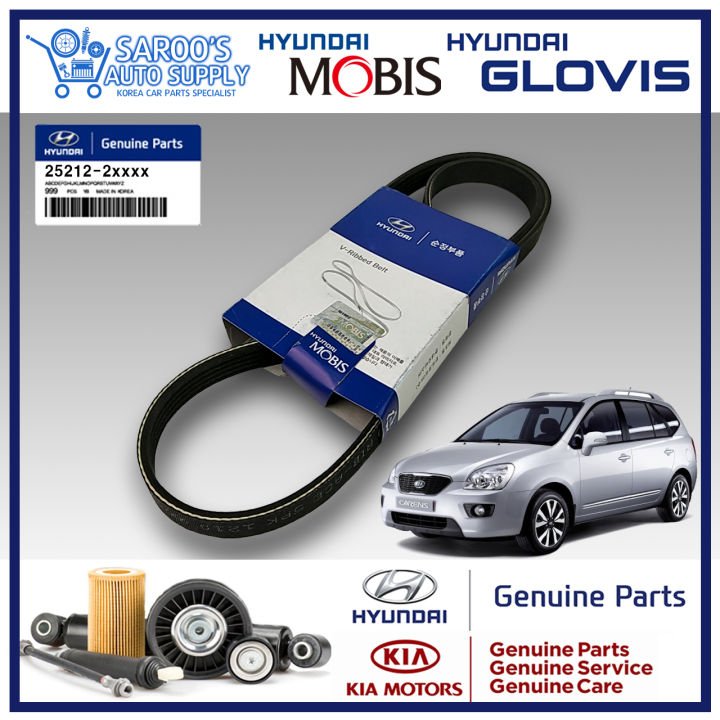 [Genuine] Fan Belt / Ribbed V-Belt For Kia Carens , 2006-2012 , Diesel , Original Hyundai ...