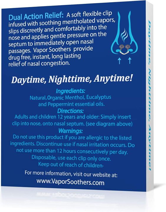 Vapor Soothers Nasal Dilator Clips, Instant Nasal Congestion Relief ...