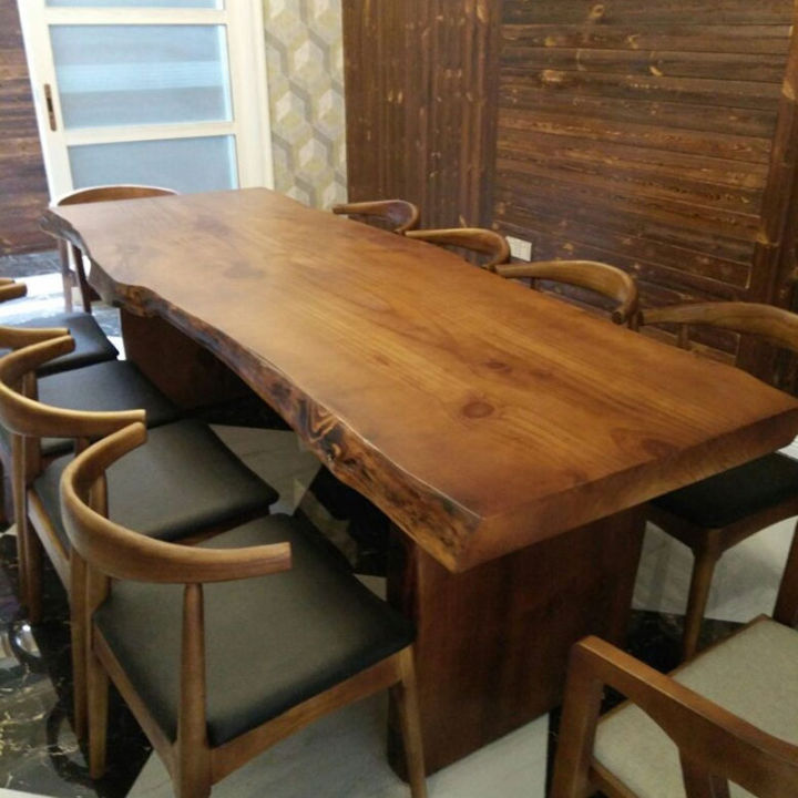 Loft Nordic solid wood dining table Original ecological irregular desk ...