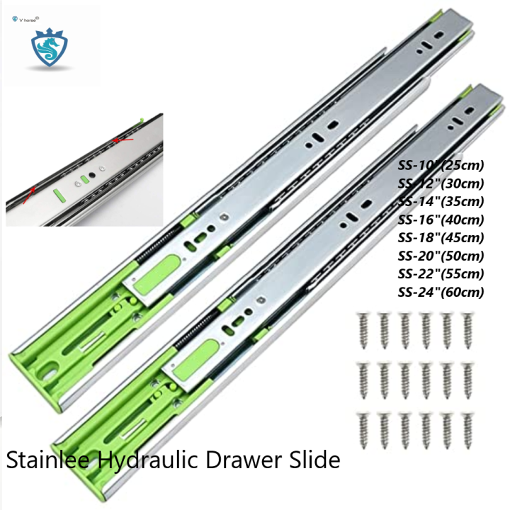 STAINLESS HYDRAULIC SOFT CLOSE DRAWER SLIDE ( 1PAIR 2PCS ) | Lazada PH