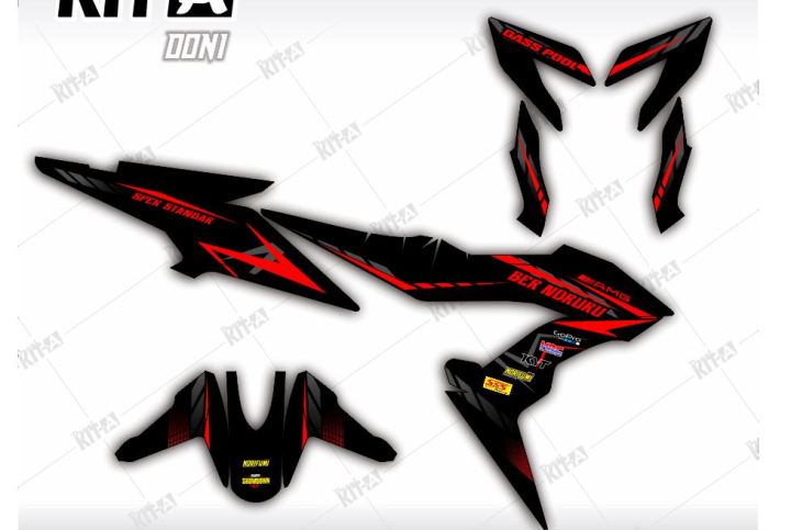 Decal Stiker Sonic 150 MOTIF RACING HITAM LIS MERAH PUTIH D-L3-015 L3 ...