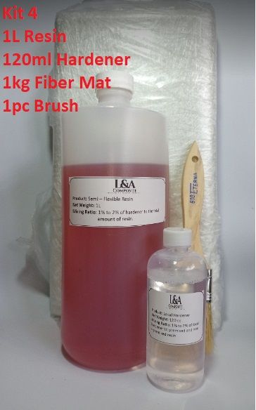 Fiberglas DIY 1 Liter Sets (G4) - 1 Liter Resin, 120ml Hardener, 1kg ...