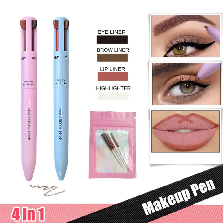 4 In1 Makeup Pen Eyebrow Pencil Drawing Eyeliner Highlighter Lip Liner ...