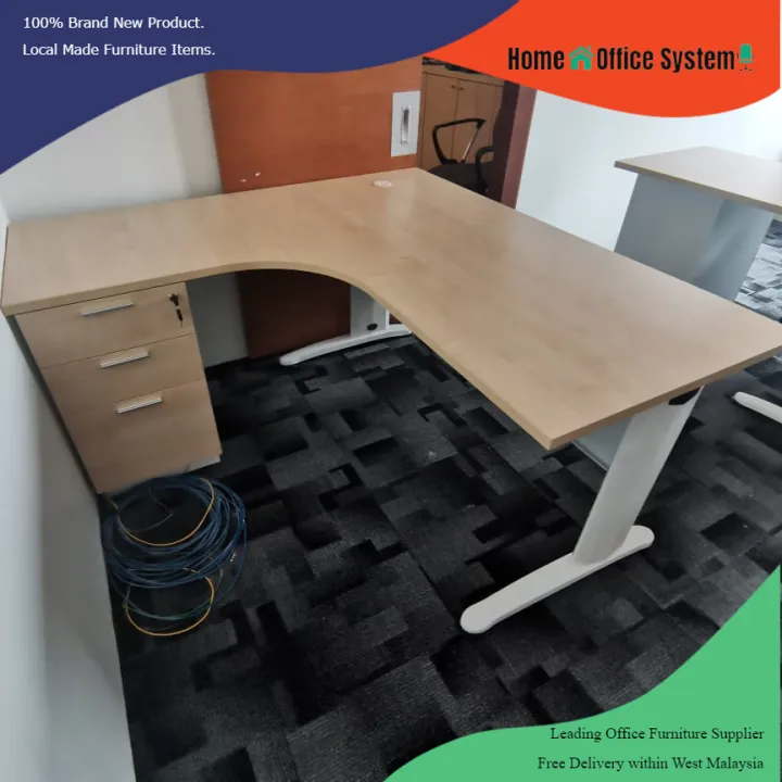 6 X 5 L Shape Office Table with 2D1F Pedestal + J Metal Leg - Home And ...