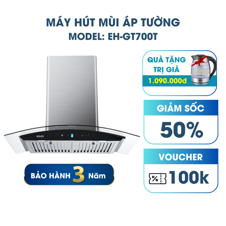 Máy Hút Mùi Áp Tường Ecalite EH-GT700T - Tặng Bình Đun Trị Giá 1.090 ...