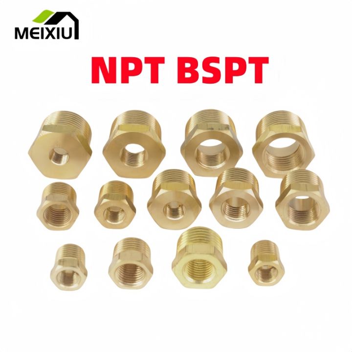1PC 1/4 3/8 1/2 3/4 NPT BSPT Male x Female Brass Reducing Bushing Pipe ...