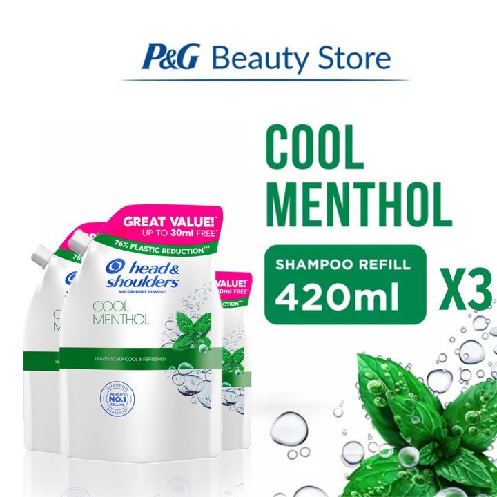 【COD】 Head Shoulders Cool Menthol 420ml Refill Set of 3 | Lazada PH