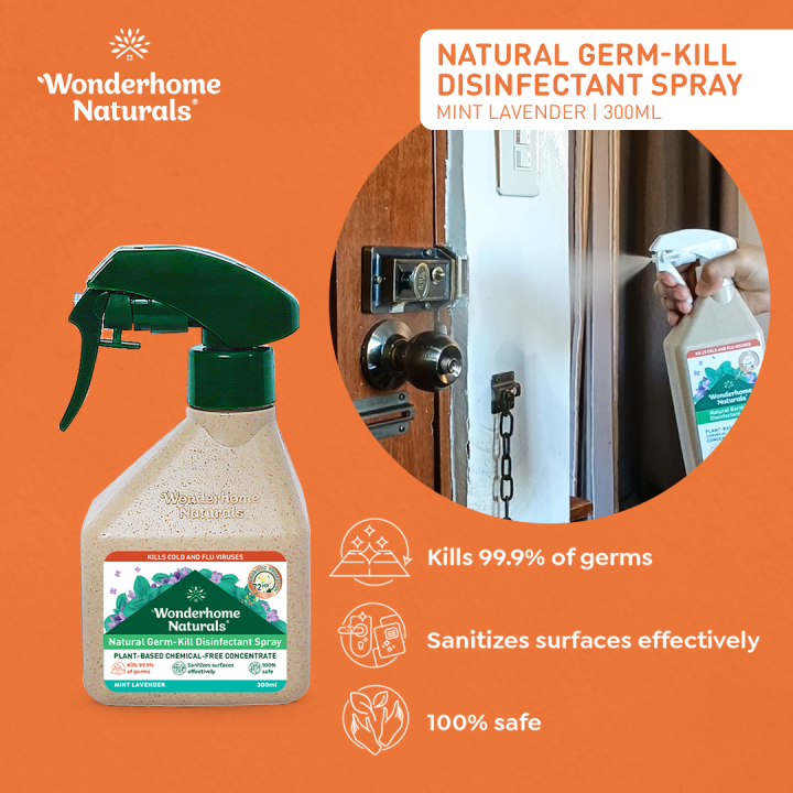 Wonderhome Natural Germ Kill Disinfectant Spray 300 ML Mint Lavender ...