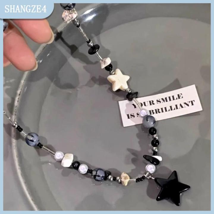 【SHANGZE4】 Cổ Điển Goth Mát Sao Mặt Dây Chuyền Đính Cườm Chuỗi Vòng Cổ ...