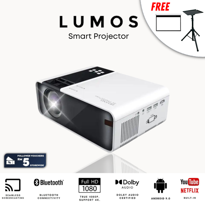 [FREE 2 GIFT] LUMOS G86 PROJECTOR 6000 Lumens Projector 4K Ultra HD ...