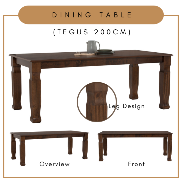 Alora Furniture - TEGUS 200cm Solid Wood Dining Table / Meja Makan ...