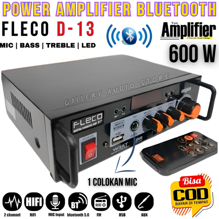 Power Amplifier Bluetooth Fleco D-13 600W | Audio Penguat Suara Extra ...