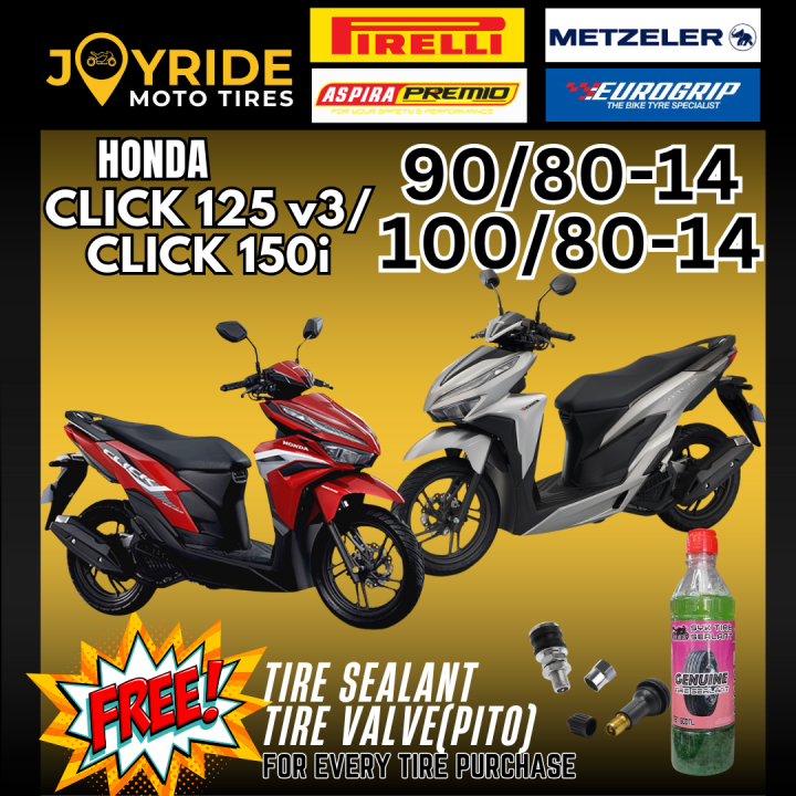 HONDA CLICK 123 v3 / CLICK 150i Set Tires 90/80-14 & 100/80-14 tubeless ...