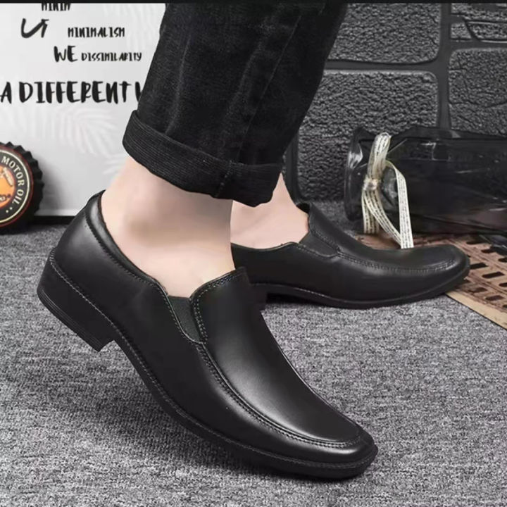Men's Black Rubber Shoes for Men Business office Casual formal Shoes ...