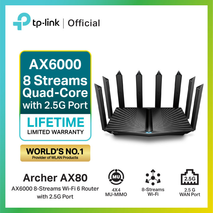 TP-Link Archer AX80 AX6000 8-Stream Wi-Fi 6 Router with 2.5G Port ... TP-Link Archer AX80 AX6000 8-Stream Wi-Fi 6 Router with 2.5G Port ...