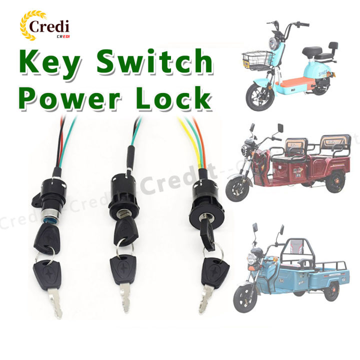 Electric Bicycle Tricycle Ignition Switch Key Power Lock for E-Scooter ...