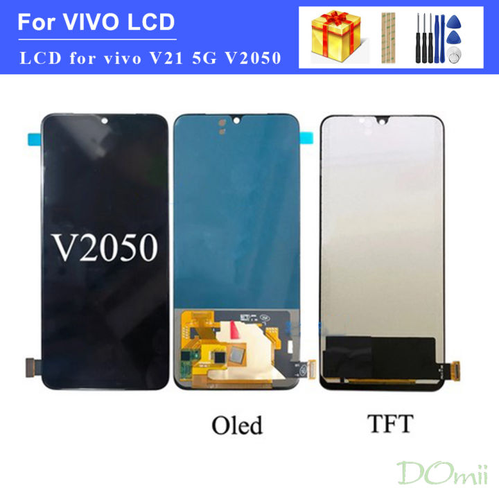 Oled สีดำ6.44 ”สำหรับ Vivo V21 5G V2050จอแสดงผล LCD Touch Digitizer Assembly รองรับหน้าจอ ...