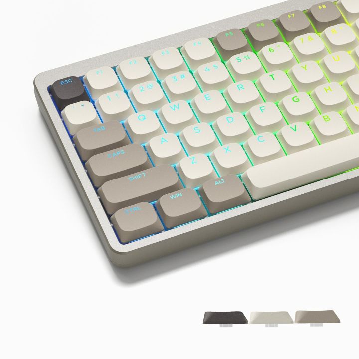 WOMIER 143 Key Khaki Grey Low Profile PBT Keycaps Backlit Shine Through ...