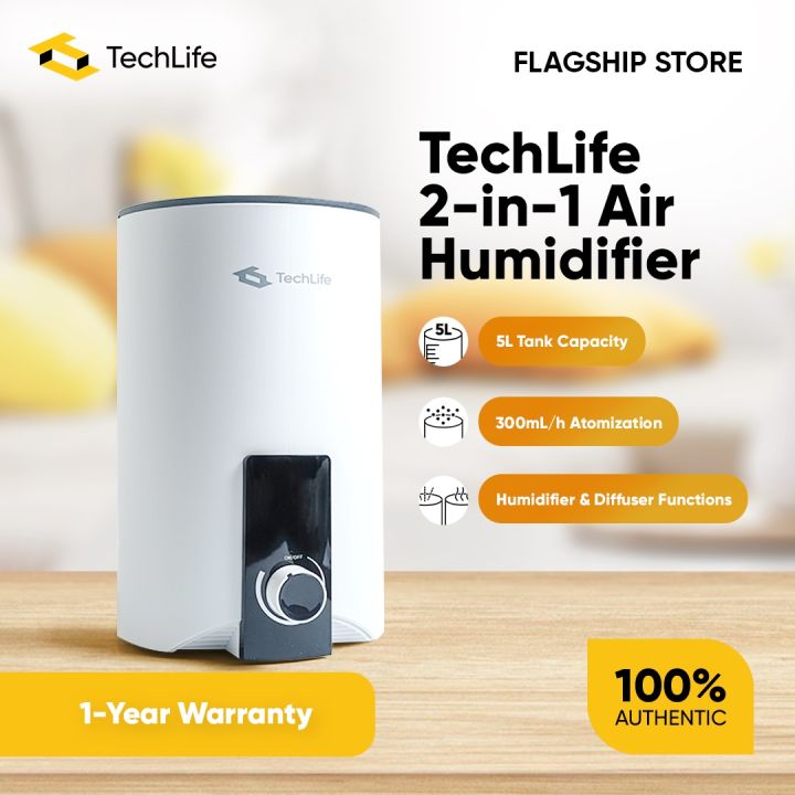 TechLife 2-in-1 Humidifier | 5L Tank Capacity | Humidifier & Diffuser ...