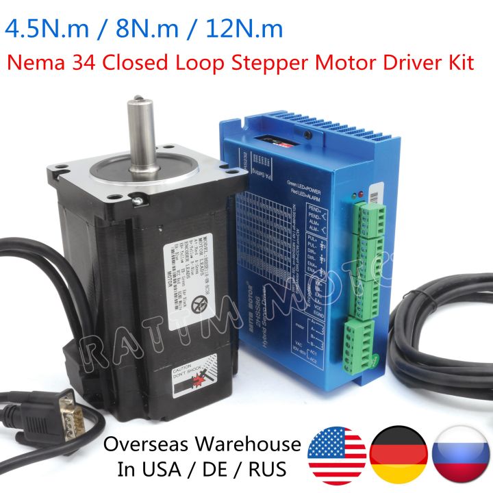 【USA Free】4.5N.m/8N.m/12N.m Kit Nema 34 Closed Loop Stepper Motor 2-Phase & 2HSS86 Hybrid Servo ...