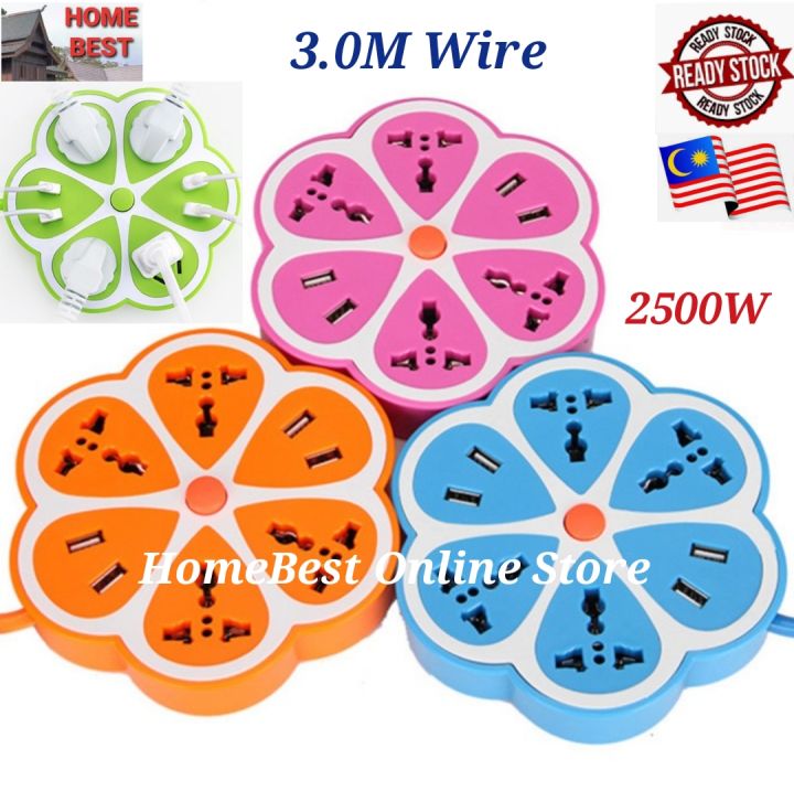 3meter Wire Universal Multi Switch Socket Extension Power USB+ Socket ...