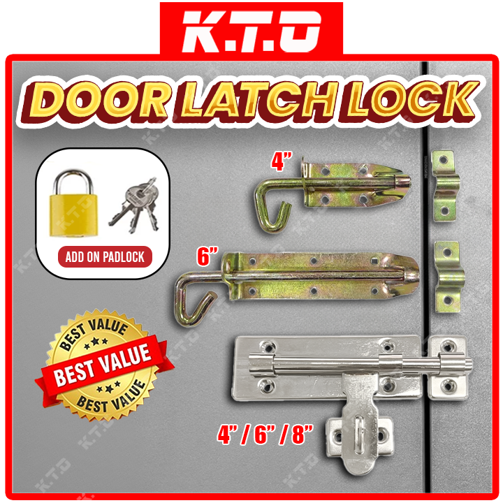4 / 6 / 8 Inch Tower Bolt Door Latch Stainless Steel Rainbow Plated ...