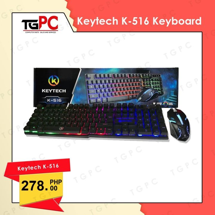 Keytech K-516 Backlit LED RGB Gaming Keyboard Mouse Combo | Lazada PH