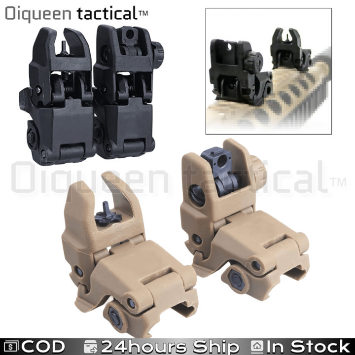 Oiqueen Tactical Flip up Front Rear Si-ght Set Folding Nylon Si-ghts ...