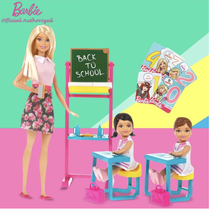 {ORIGINAL} BARBIE DOLL ENGLISH TEACHER CLASSROOM & STUDENTS PLAYSET ...