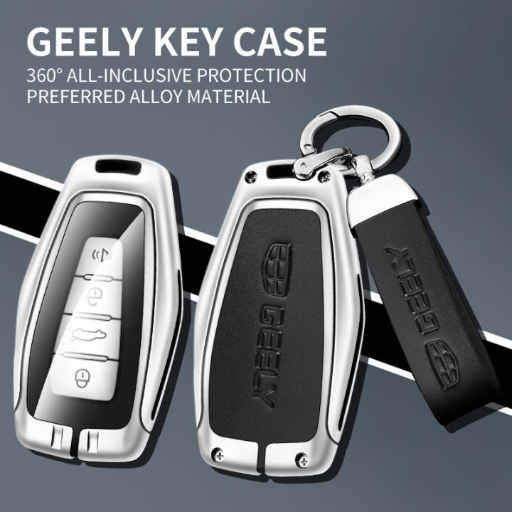 ปลอกหุ้มเคสกุญแจรถยนต์หนังทำจากสังกะสีผสมสำหรับ Geely Coolray X6รูปทรง ...