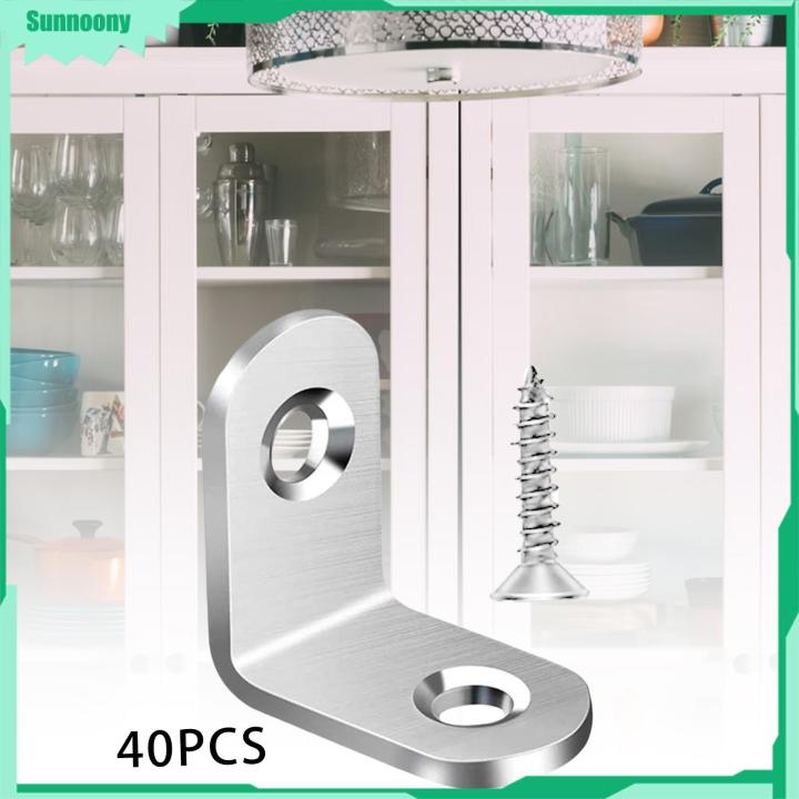 Sunnoony 40Pcs L Bracket L Shaped Corner Bracket with Screws Stainless ...