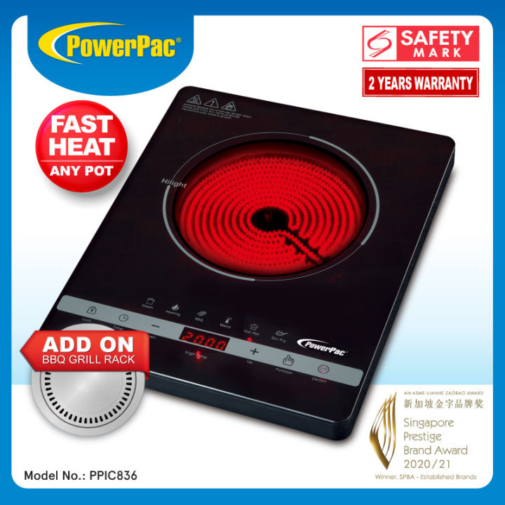 PowerPac Ceramic Cooker Infrared Cooker (Any Pot) BBQ Grill 2000 Watts ...