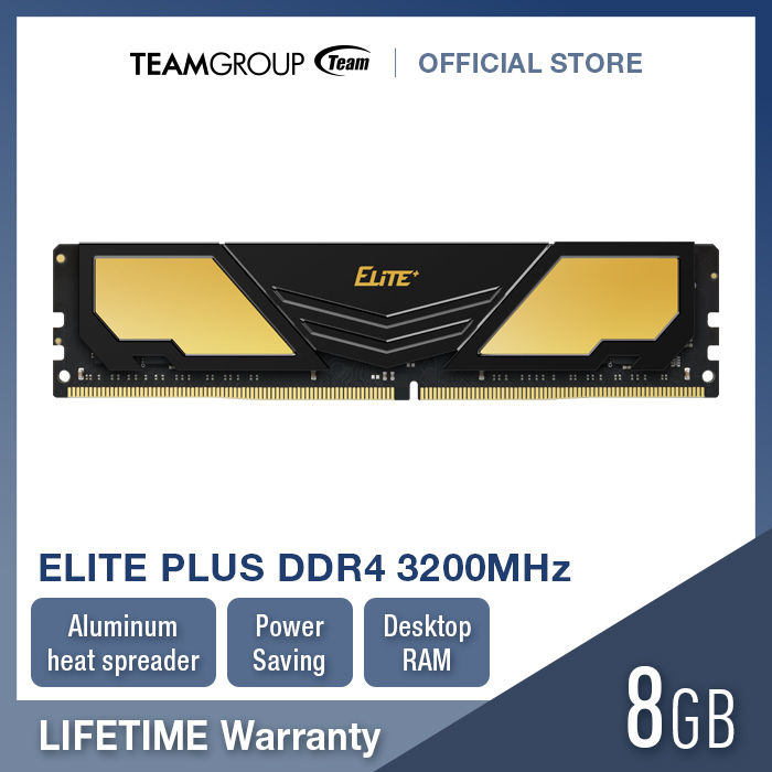 TEAMGROUP Memory Elite Plus PC4-25600 DDR4 3200MHz 8/16/32GB Black&Gold ...