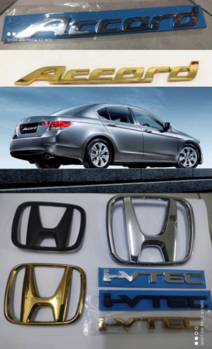 HONDA Accord 2008 2012 i-VTEC Chrome Matte Black Gold Black Emblem Logo ...