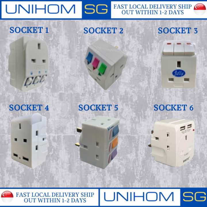 Unihomsg [singapore Safety Mark] 3 Way Plug Multi Adapter Electrical