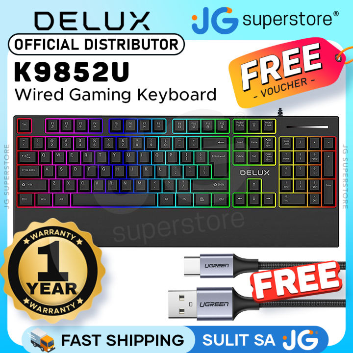 Delux K9852U 104 Key USB Wired Membrane Keyboard with RGB Backlighting ...