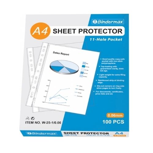 Bindermax Clear Sheet Protector 11-Hole Pocket A4 (100 PCS/PACK ...