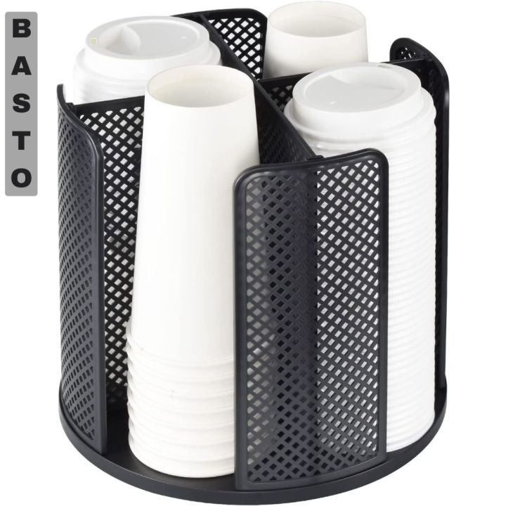 Desktop Rotary Grid Paper Cup Holder Multifunctional Storage Rack ...