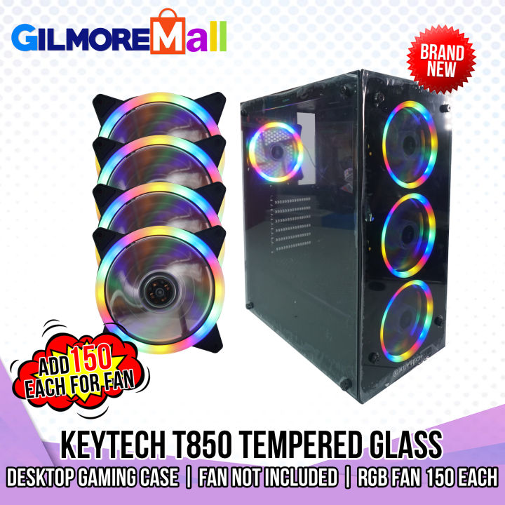Keytech T850 Tempered Glass Gaming Case | Compatible for ATX, Micro ATX ...