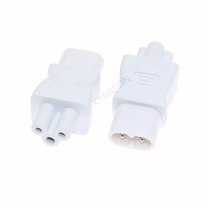 White IEC 320 C5 to C8 Power Adapter, IEC 320 3 Pole Female to 2 pole ...