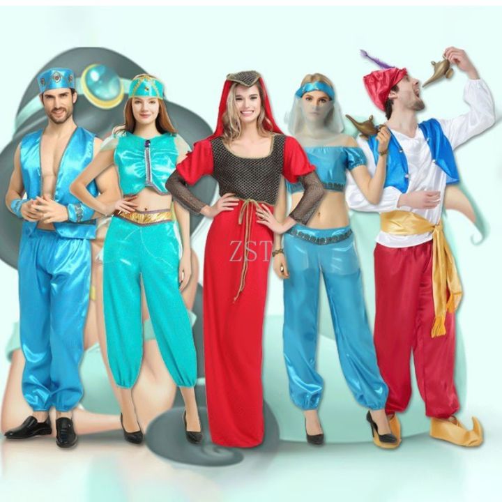 Aladdin Adult Magic Lamp Women Costume Princess Jasmine Halloween Stage ...