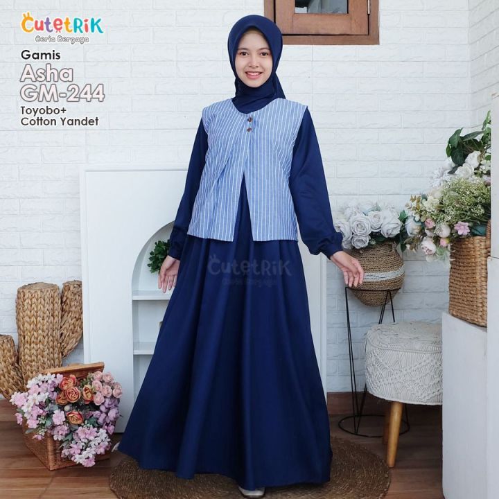 NEW!!! GAMIS SYARI KEKINIAN ASHA 2IN1 SET ROMPI GM 244 BY CUTETRIK ...