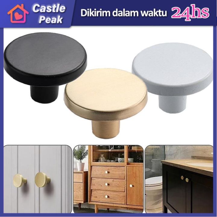 Cabinet Door Knob Handle Round Tarikan Pintu Laci Bulat Emas Putih ...